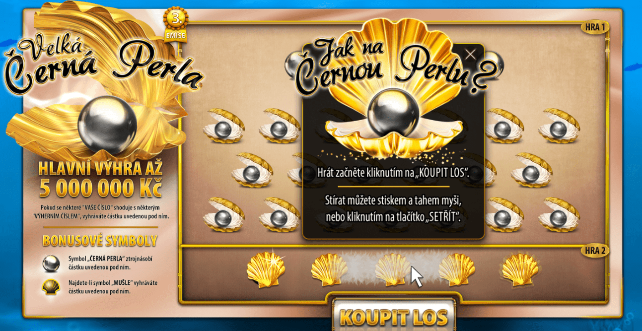 Černá perla 🦪 jak vyhrát, výherní stírací los - Mecenas.cz