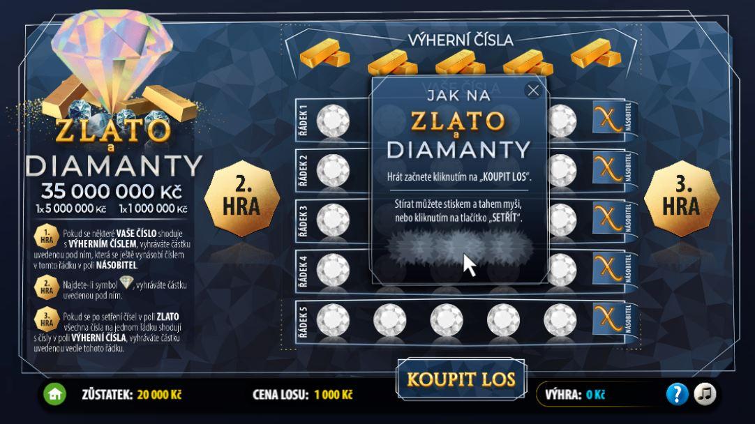 Zlato a Diamanty od Sazky – nový stírací los za 1 000 Kč s rekordní ...